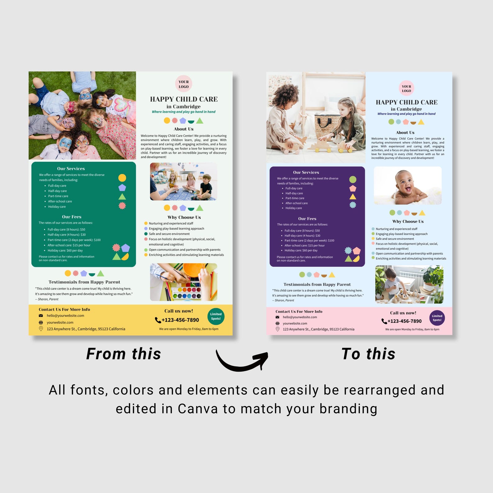 BUNDLE Trifold Brochure & Flyer Template for Preschool Daycare Child ...