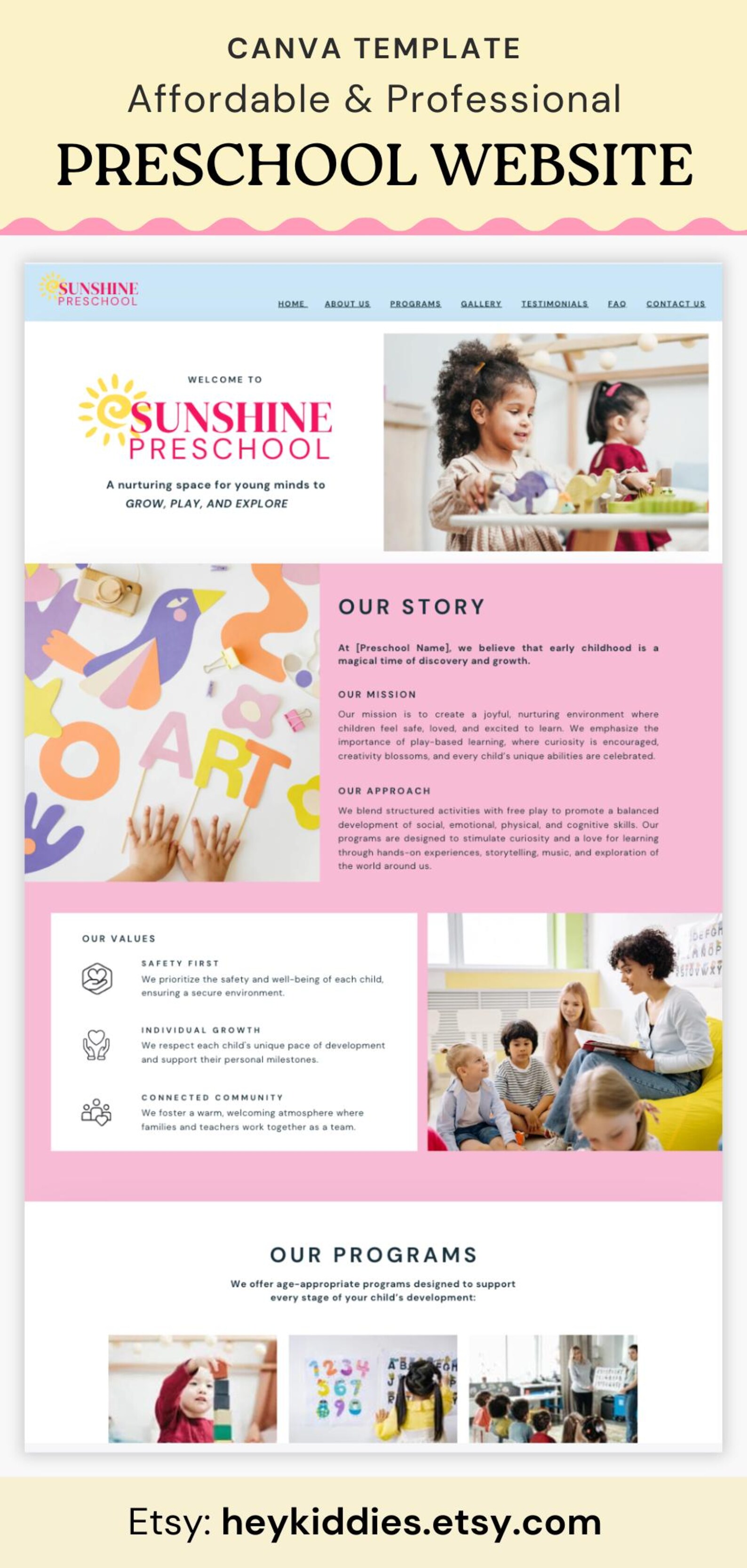 Preschool Canva Website Template Daycare Center Kids Education Center ...