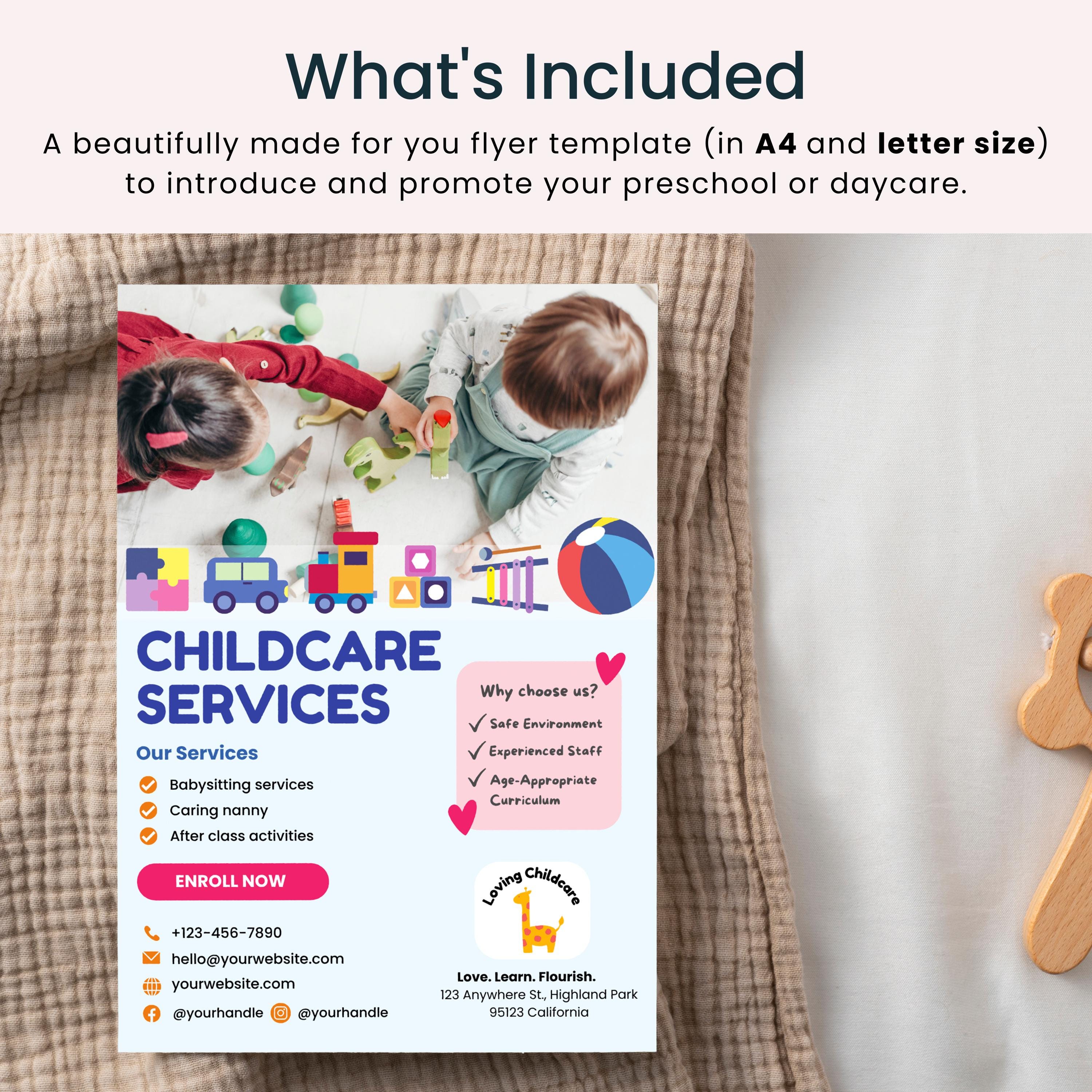 Childcare Flyer Daycare Flyer Canva Template Babysitting Leaflet Child ...