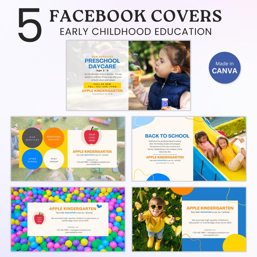 Early Childhood Education Facebook Cover Templates Editable Canva ...