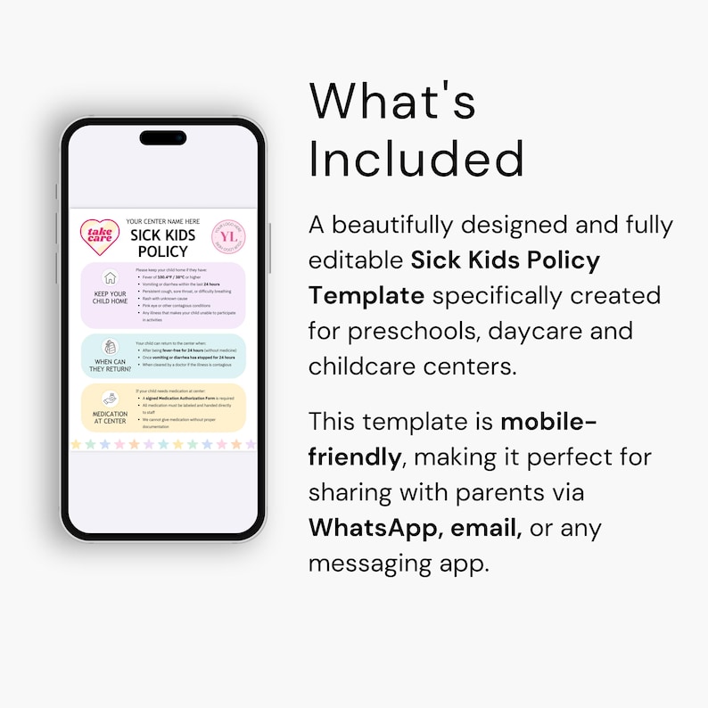 Editable Sick Child Policy Canva Template Printable Daycarepreschool ...