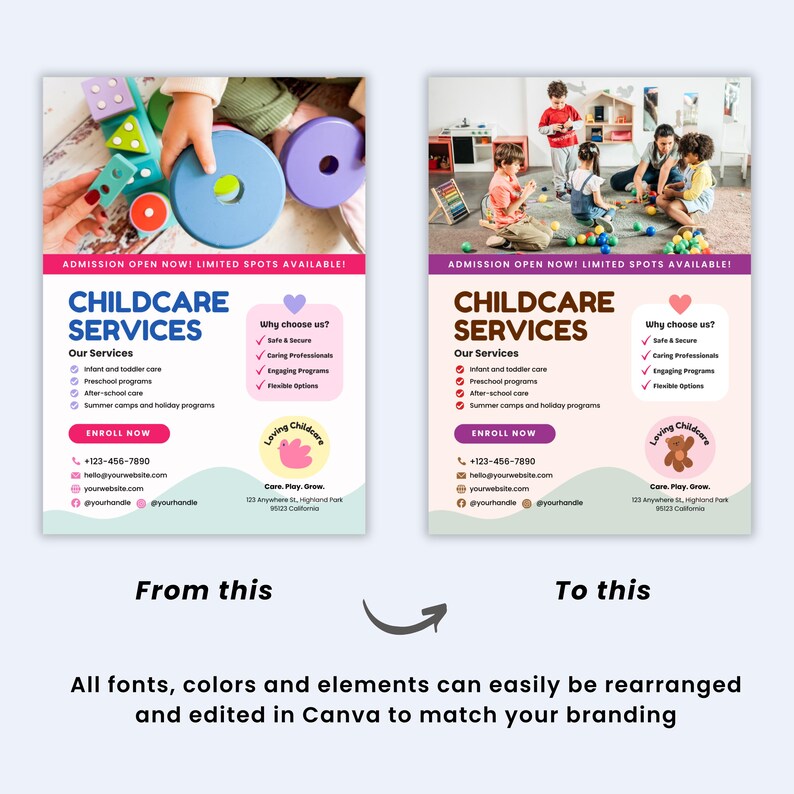 Customizable Flyer Template for Childcare Services Editable Canva ...