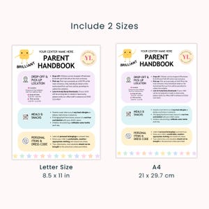 Editable Preschool Parent Handbook Template Daycare Rules Guide ...