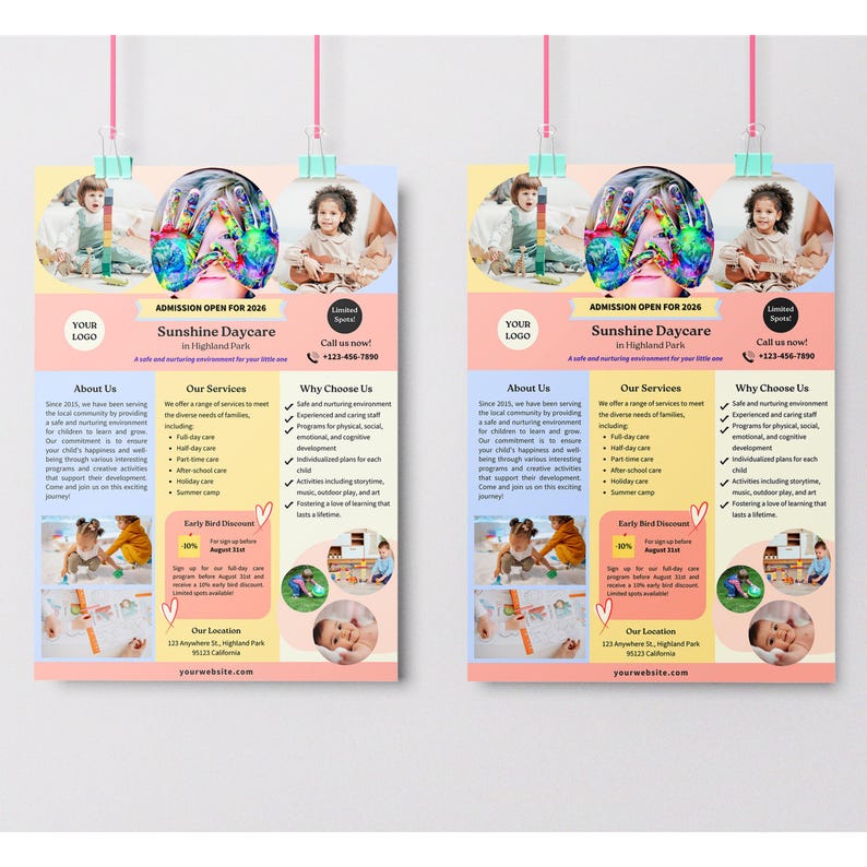 Editable Daycare Flyer Template Preschool Daycare Brochure Preschool ...