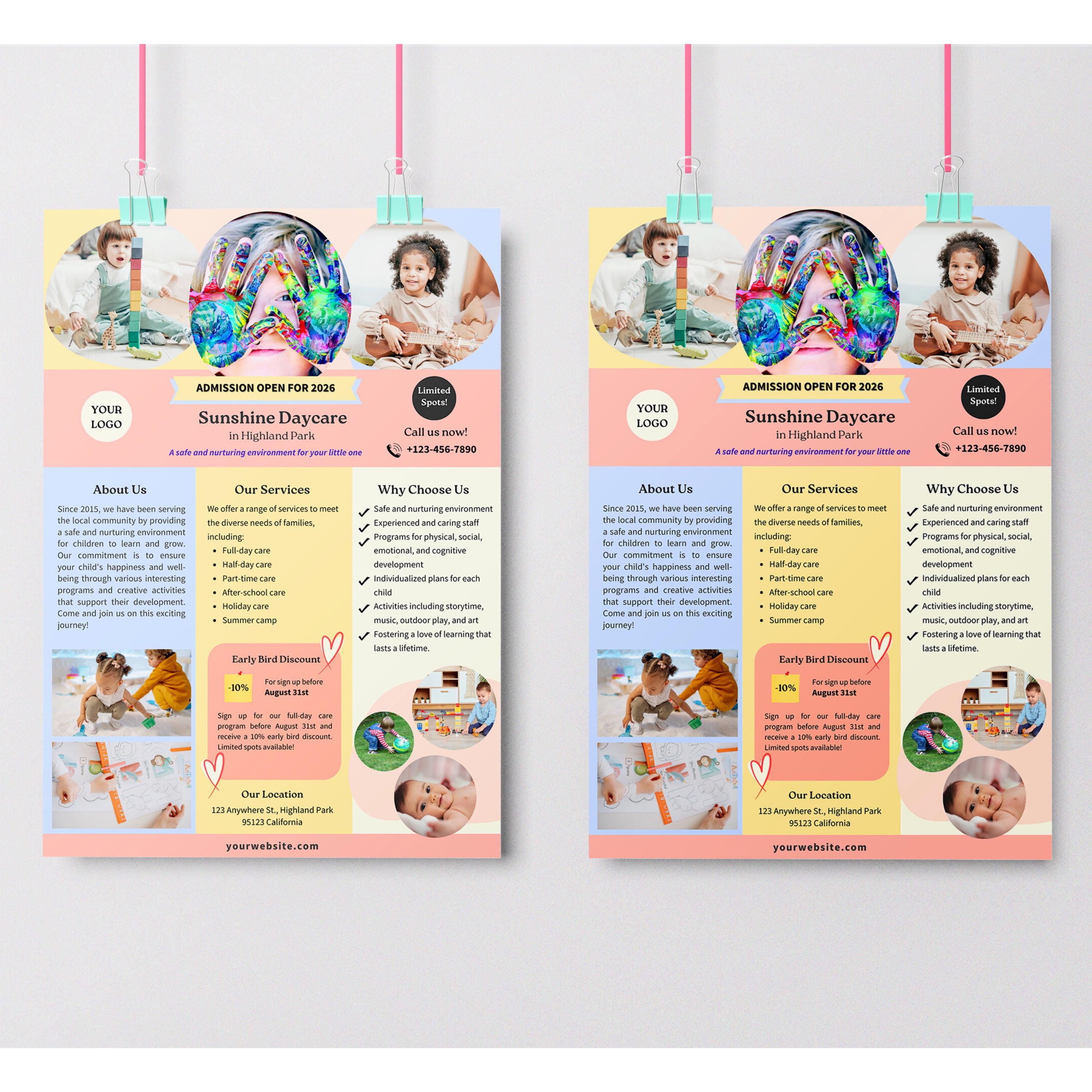 Editable Daycare Flyer Template Preschool Daycare Brochure Preschool ...