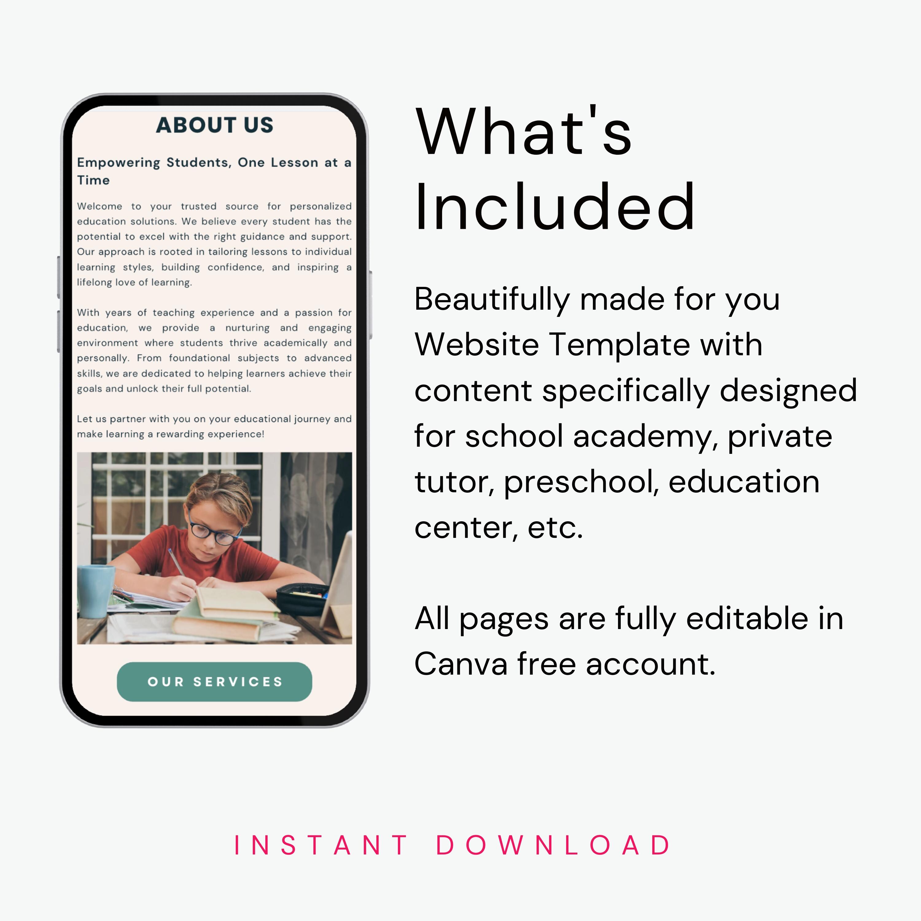 Website for School Academy Canva Website Template Private Teacher Tutor ...