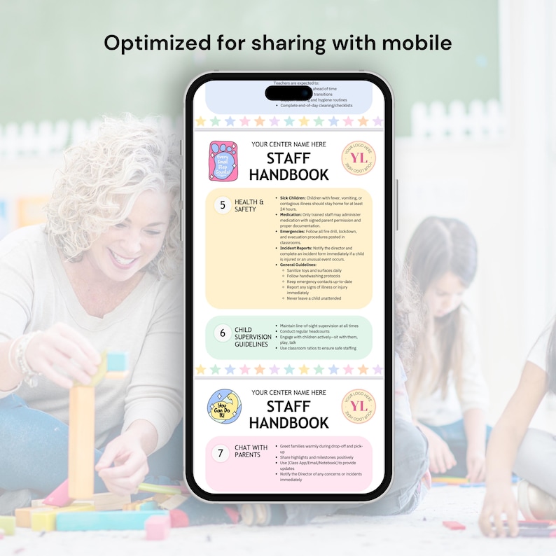 Editable Childcare Staff Handbook Template Preschool Daycare Employee ...