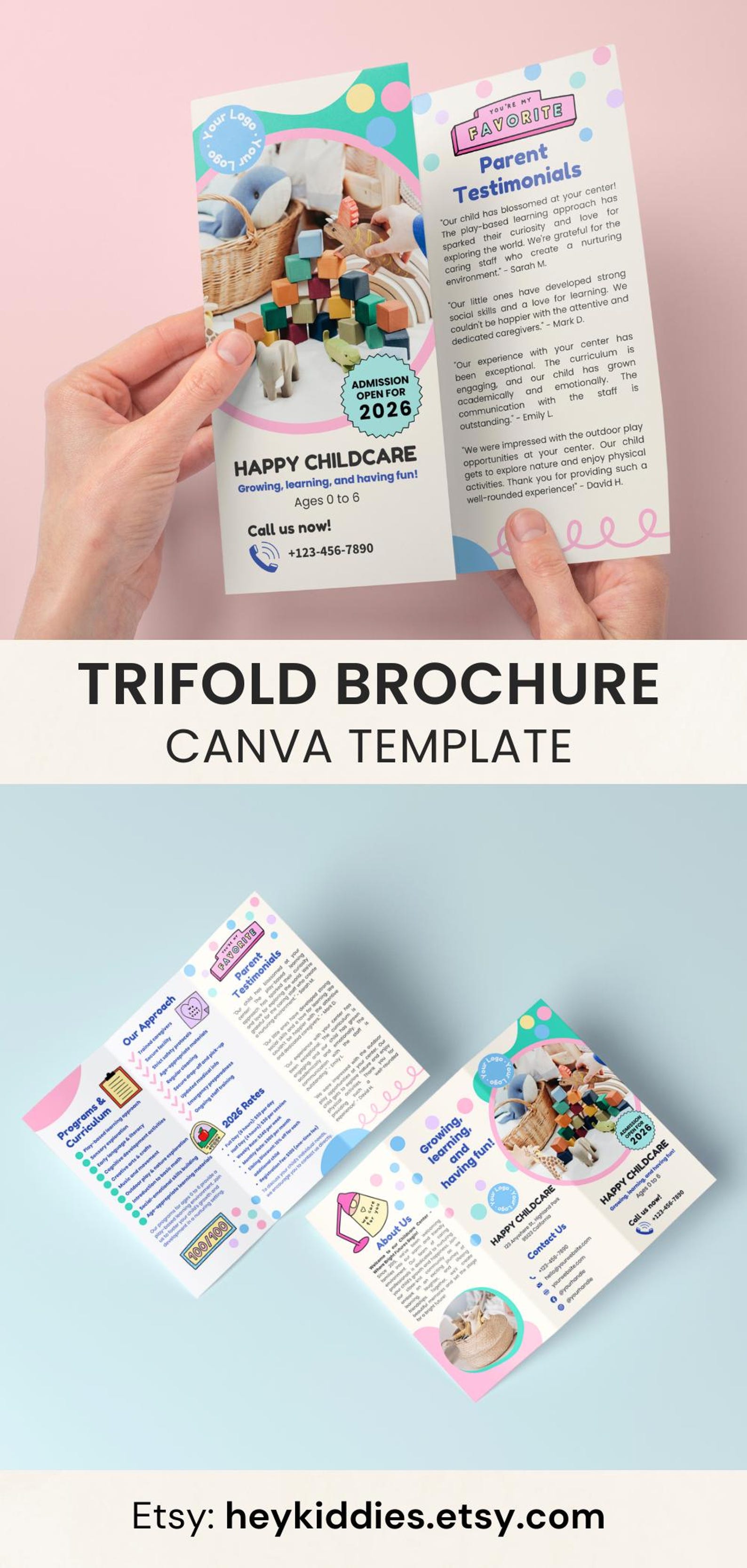 Preschool Trifold Flyer Daycare Marketing Brochure Nursery Promotion ...