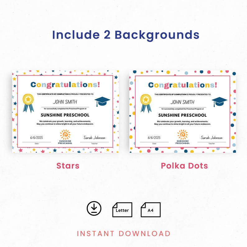 Daycare Graduation Certificate Template Canva for Preschool Graduation ...