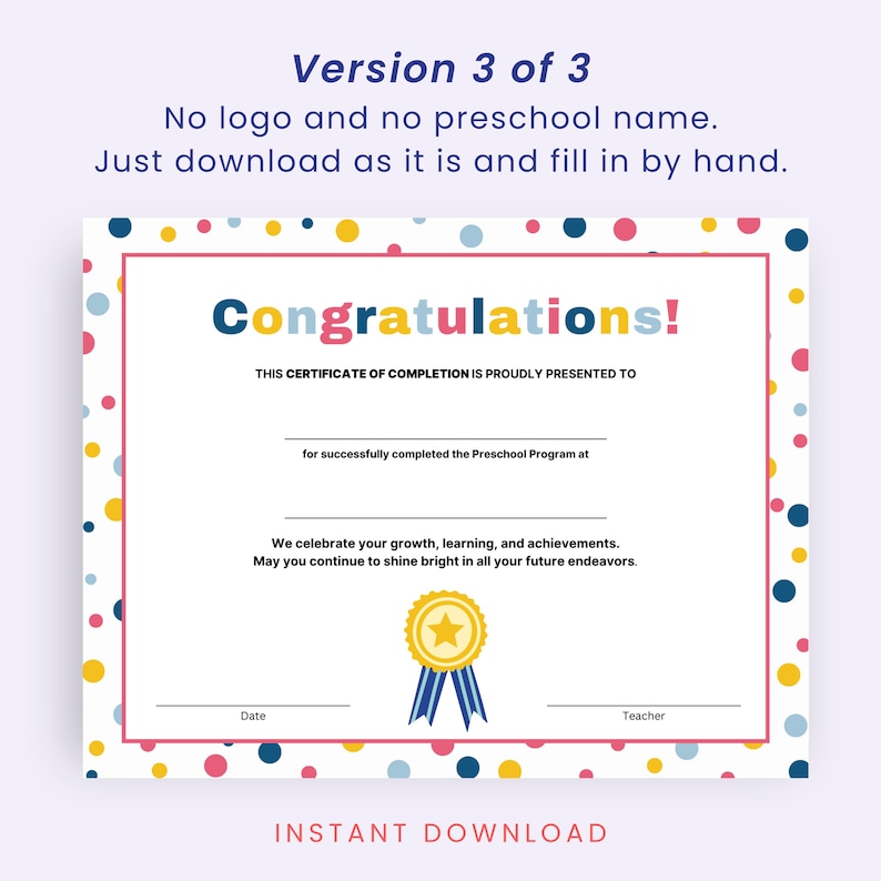 Daycare Graduation Certificate Template Canva for Preschool Graduation ...