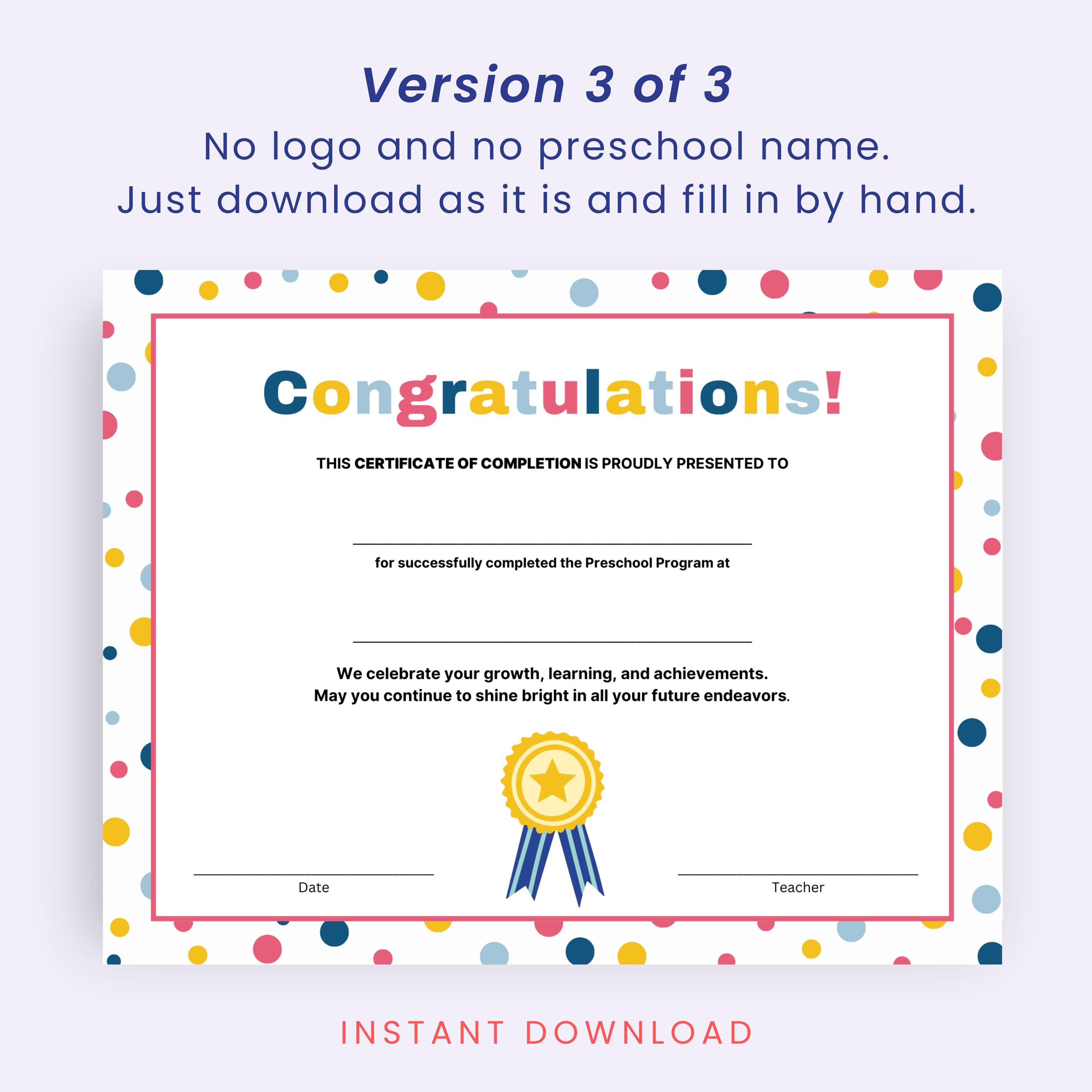 Daycare Graduation Certificate Template Canva for Preschool Graduation ...