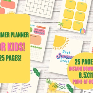 Printable Editable Summer Planner Bundle Summer Calendar Summer ...