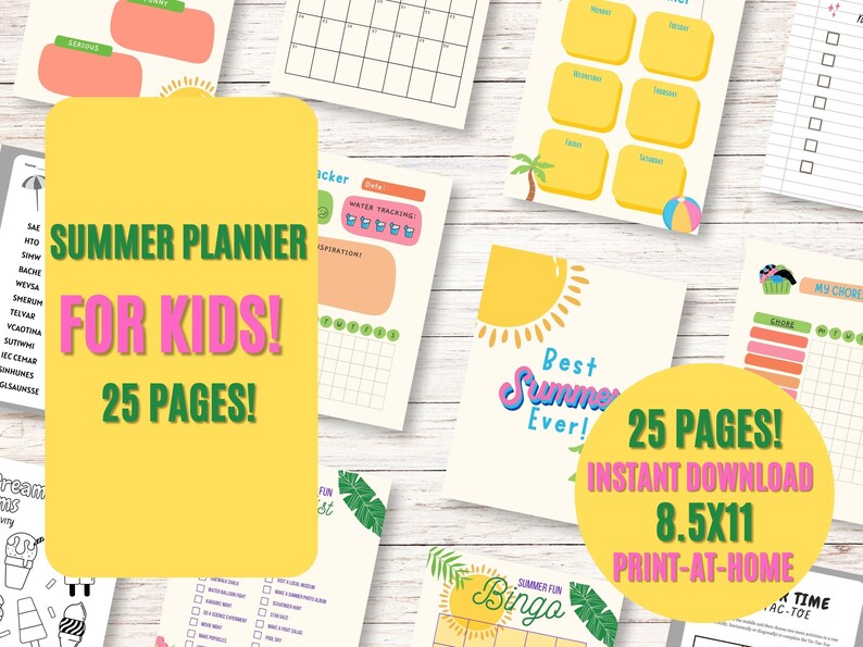 Printable Editable Summer Planner Bundle Summer Calendar Summer ...
