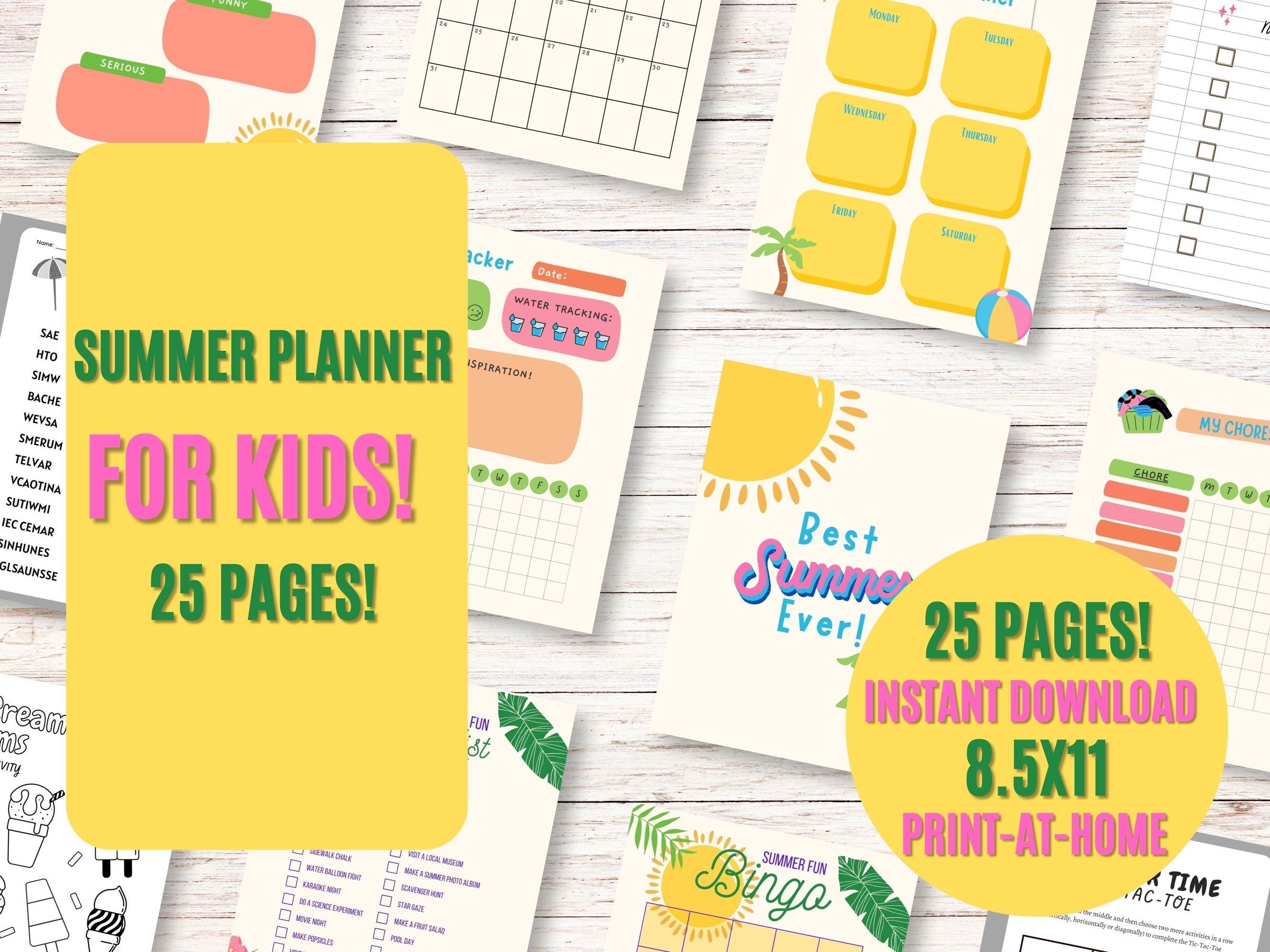 Printable Editable Summer Planner Bundle Summer Calendar Summer ...