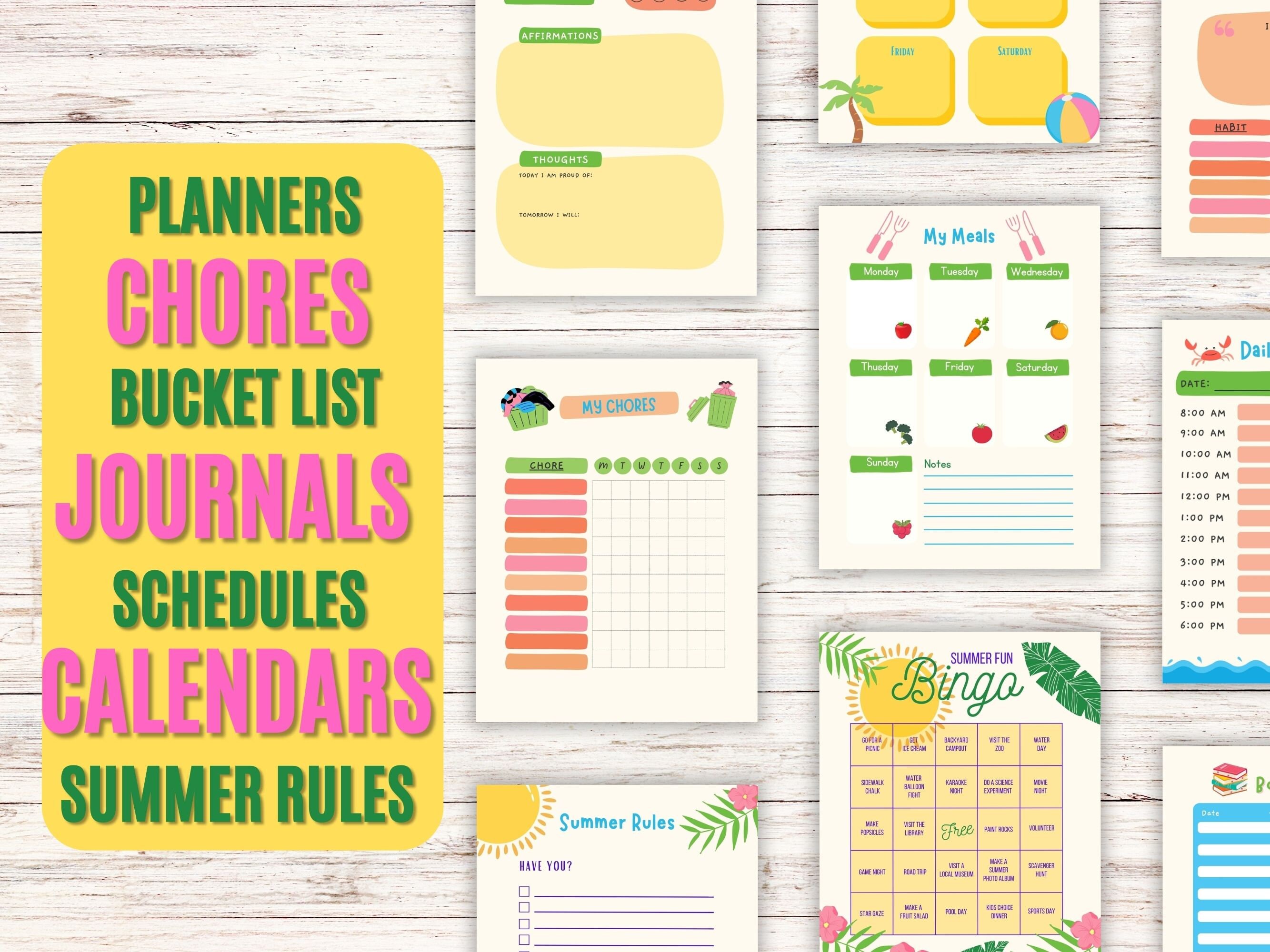 Printable Editable Summer Planner Bundle Summer Calendar Summer ...