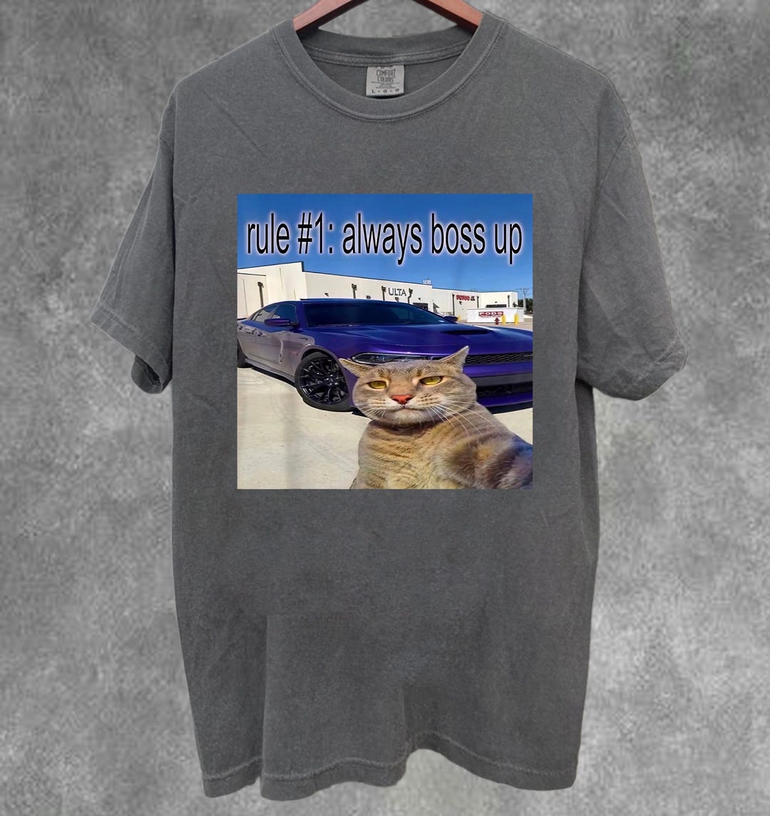 Amare Box Cat Meme Shirt, Rule 1 Always Boss up Funny Trendy, Oddly ...