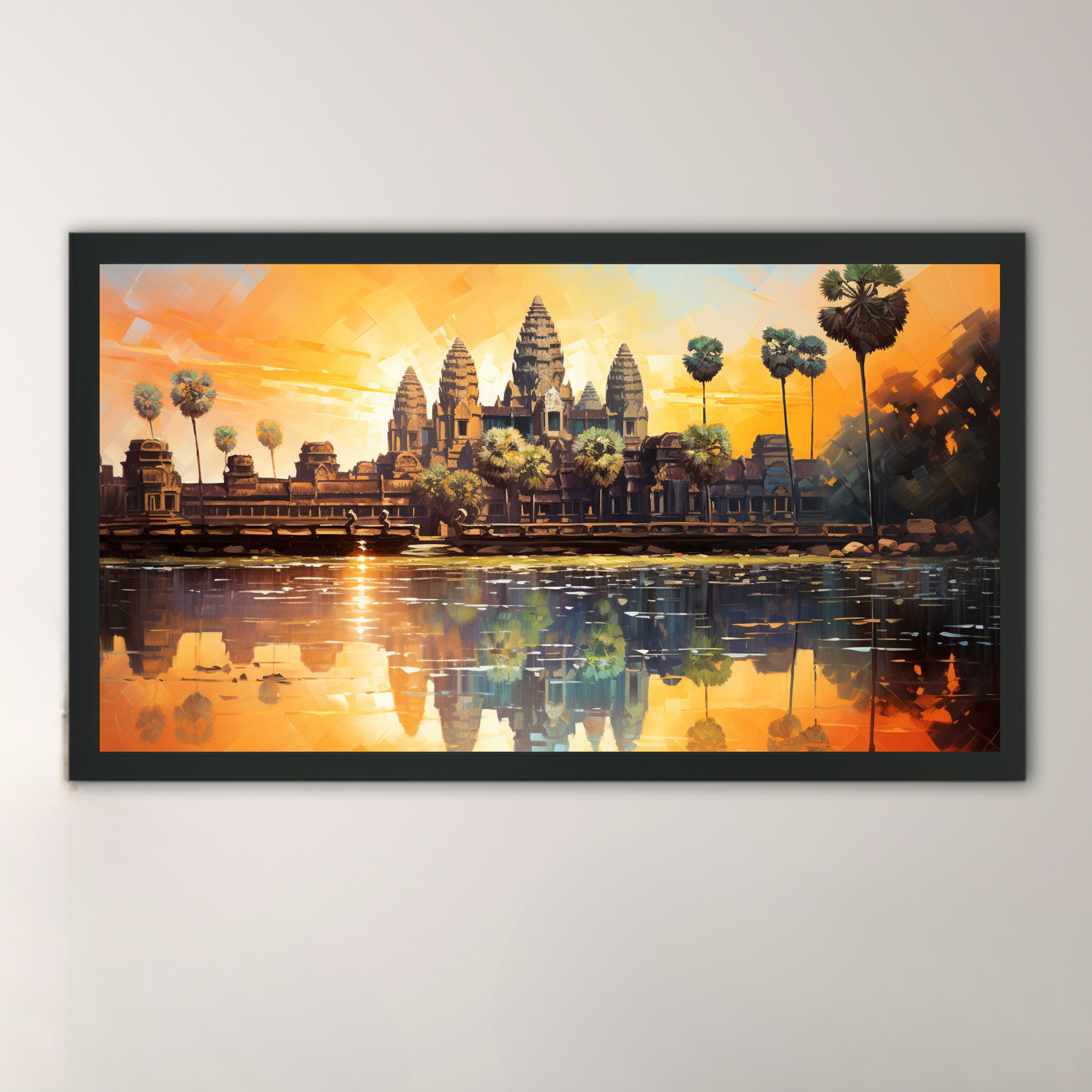 Samsung Frame TV Art, Angkor Wat Temple, BW Angkor Wat Print Art ...