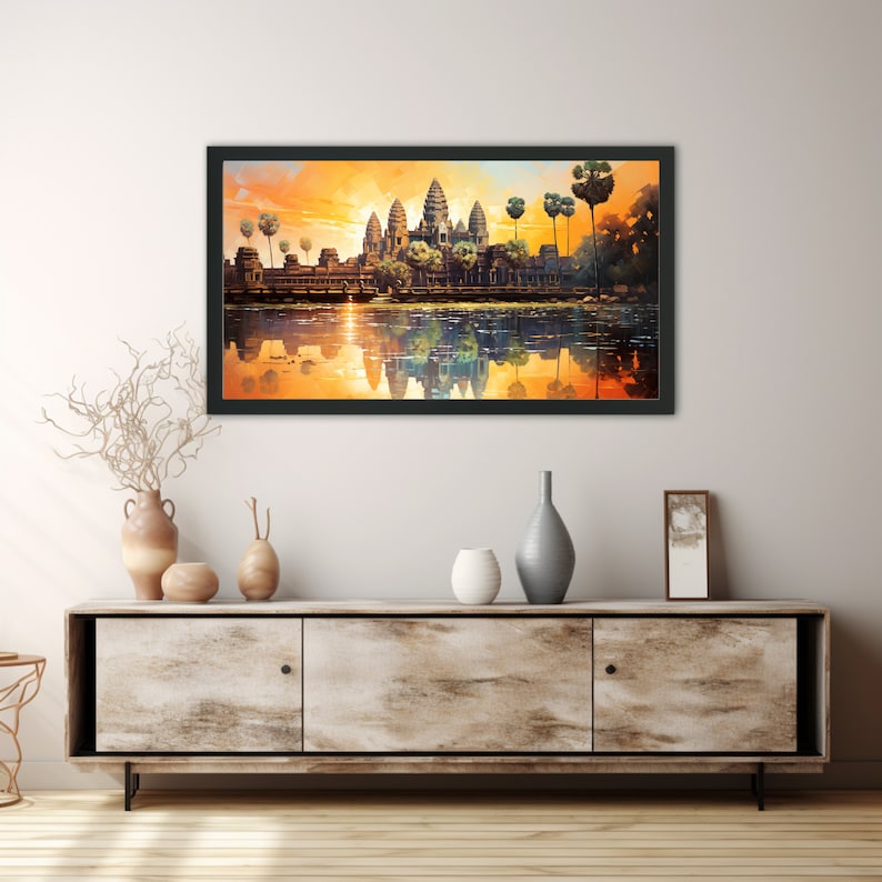 Samsung Frame TV Art, Angkor Wat Temple, BW Angkor Wat Print Art ...