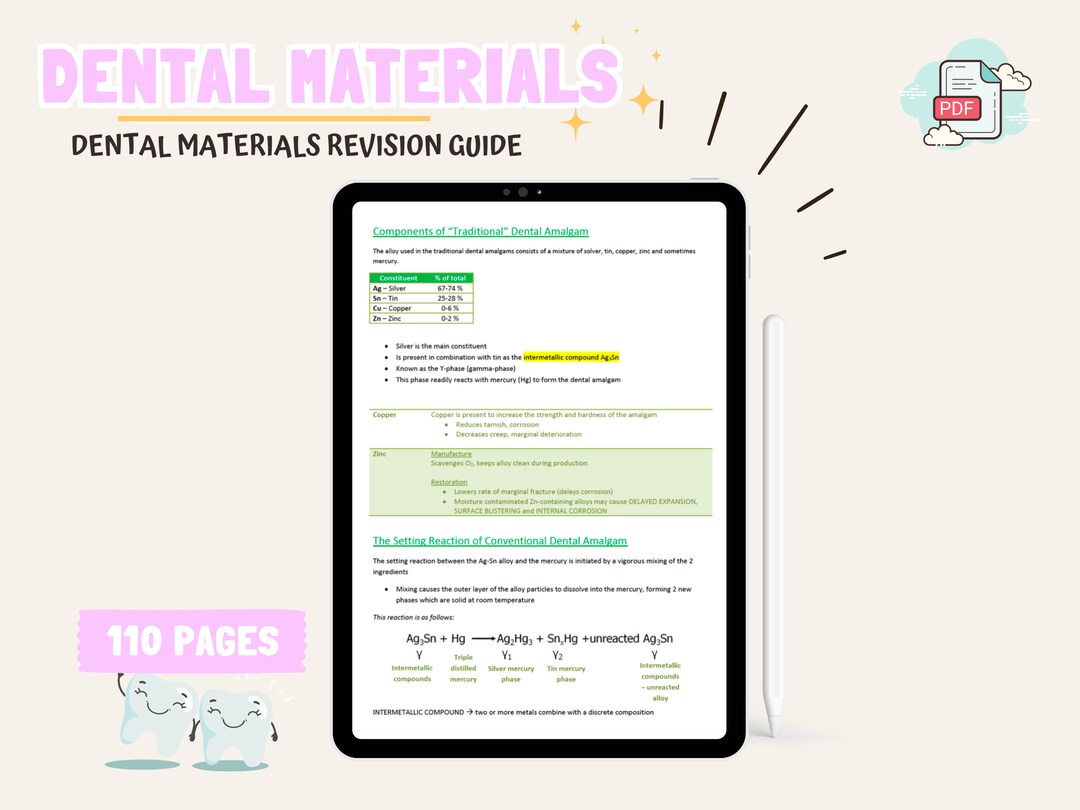 Dental Materials Revision Guide Dental Student Study Notes Dental ...