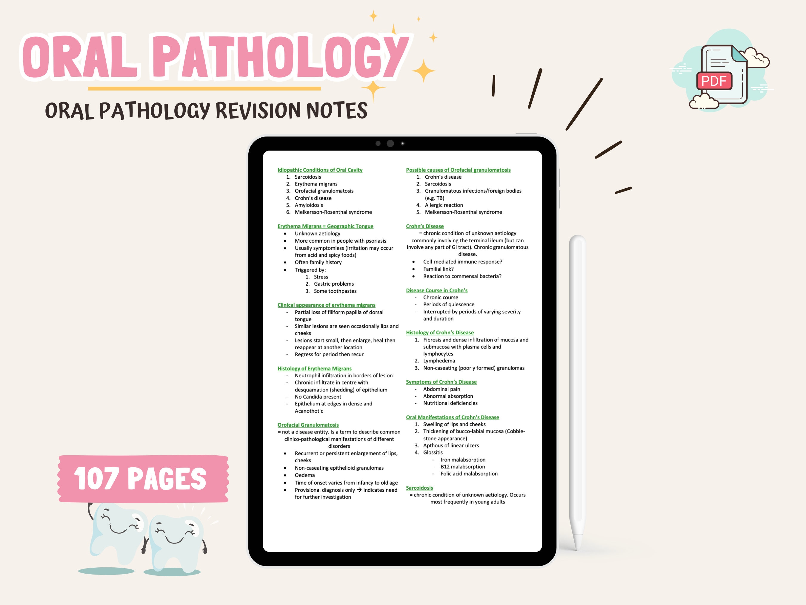 Oral Pathology Revision Guide Dental Student Study Notes Dental ...