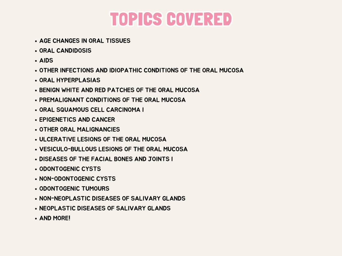 Oral Pathology Revision Guide Dental Student Study Notes Dental ...