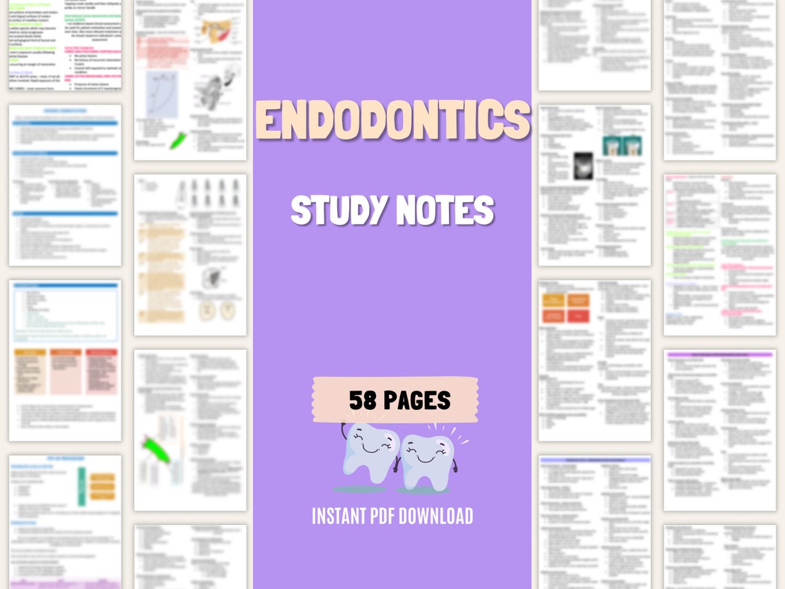Endodontics Revision Guide Dental Student Cheat Sheets - Etsy