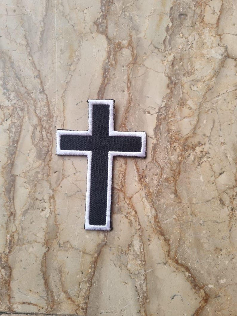 Christian Cross Patch – Black Embroidered Iron-on or Sew-on Badge for ...