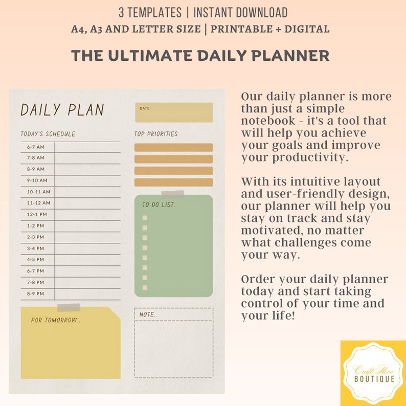 Weekly Planner Printable A4, A3, Letter, Minimalist Weekly Schedule ...