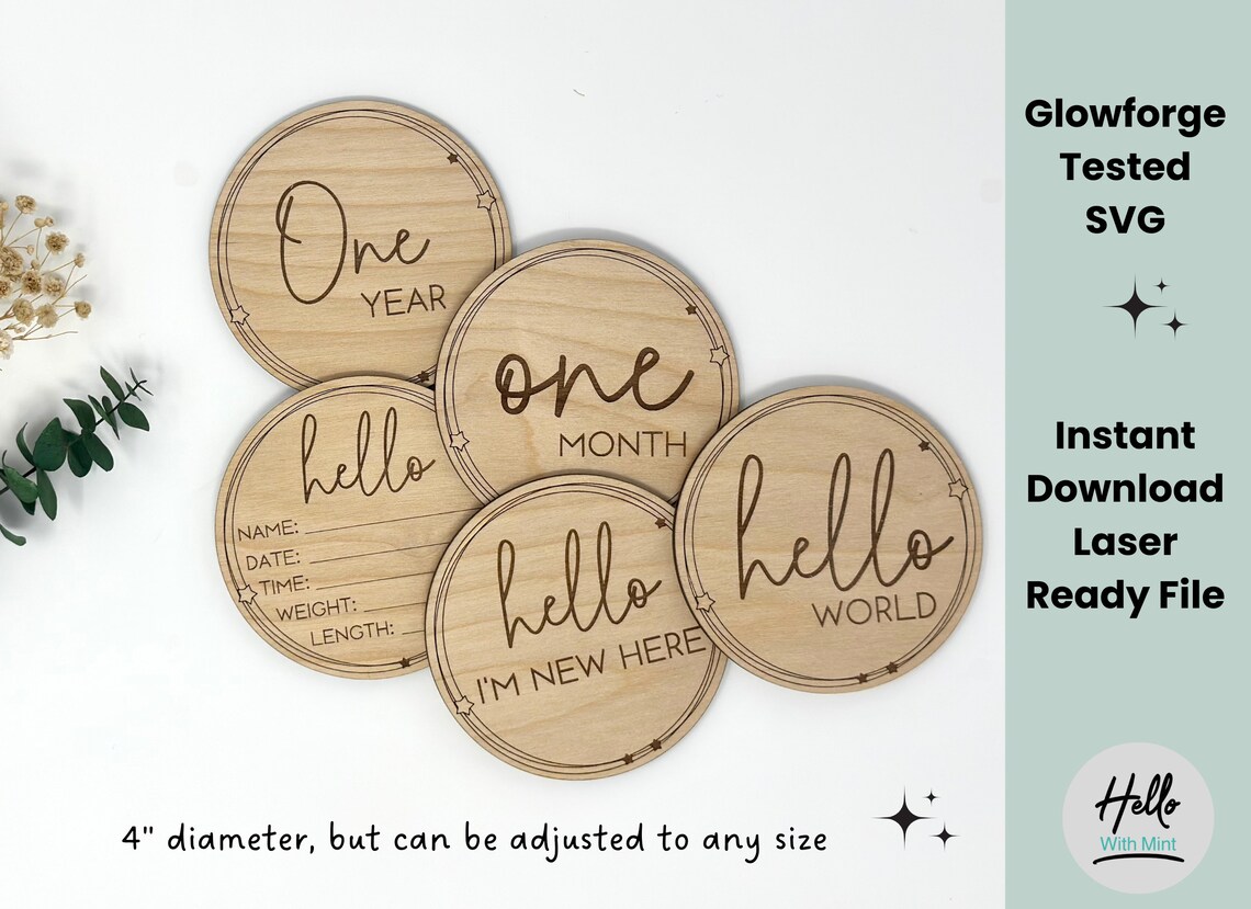 Baby Monthly Milestone SVG File Digital File Glowforge SVG Laser ...
