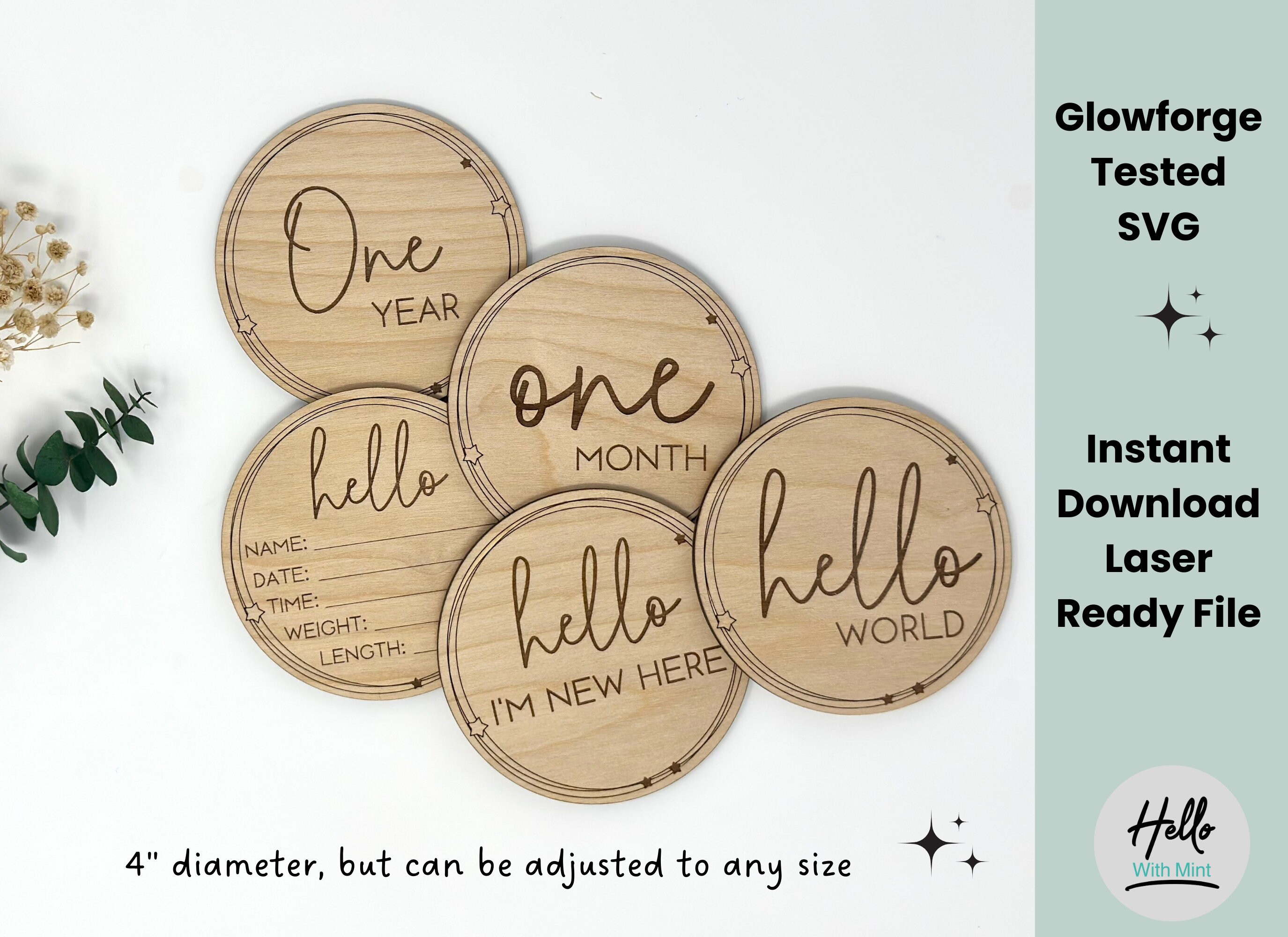Baby Monthly Milestone SVG File Digital File Glowforge SVG Laser ...