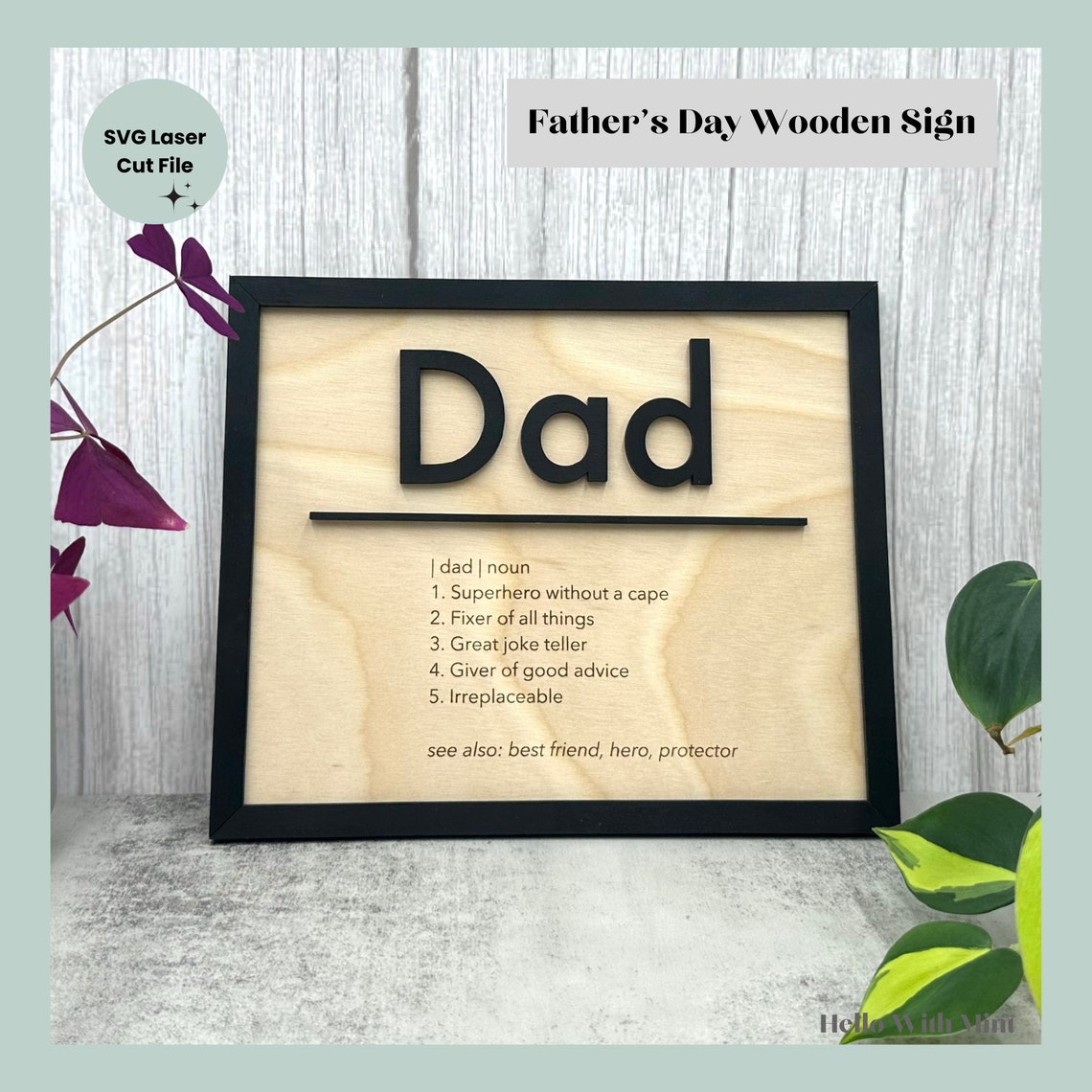 Fathers Day SVG Laser Cut File Father's Day Gift Glowforge Digital File ...