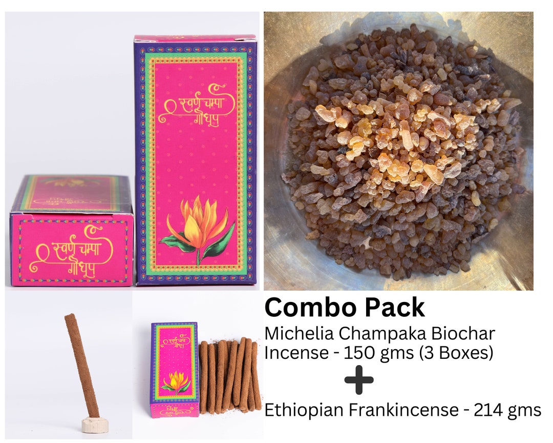 150gms Michelia Champaka Biochar Incense 214gms Ethiopian Frankincense ...