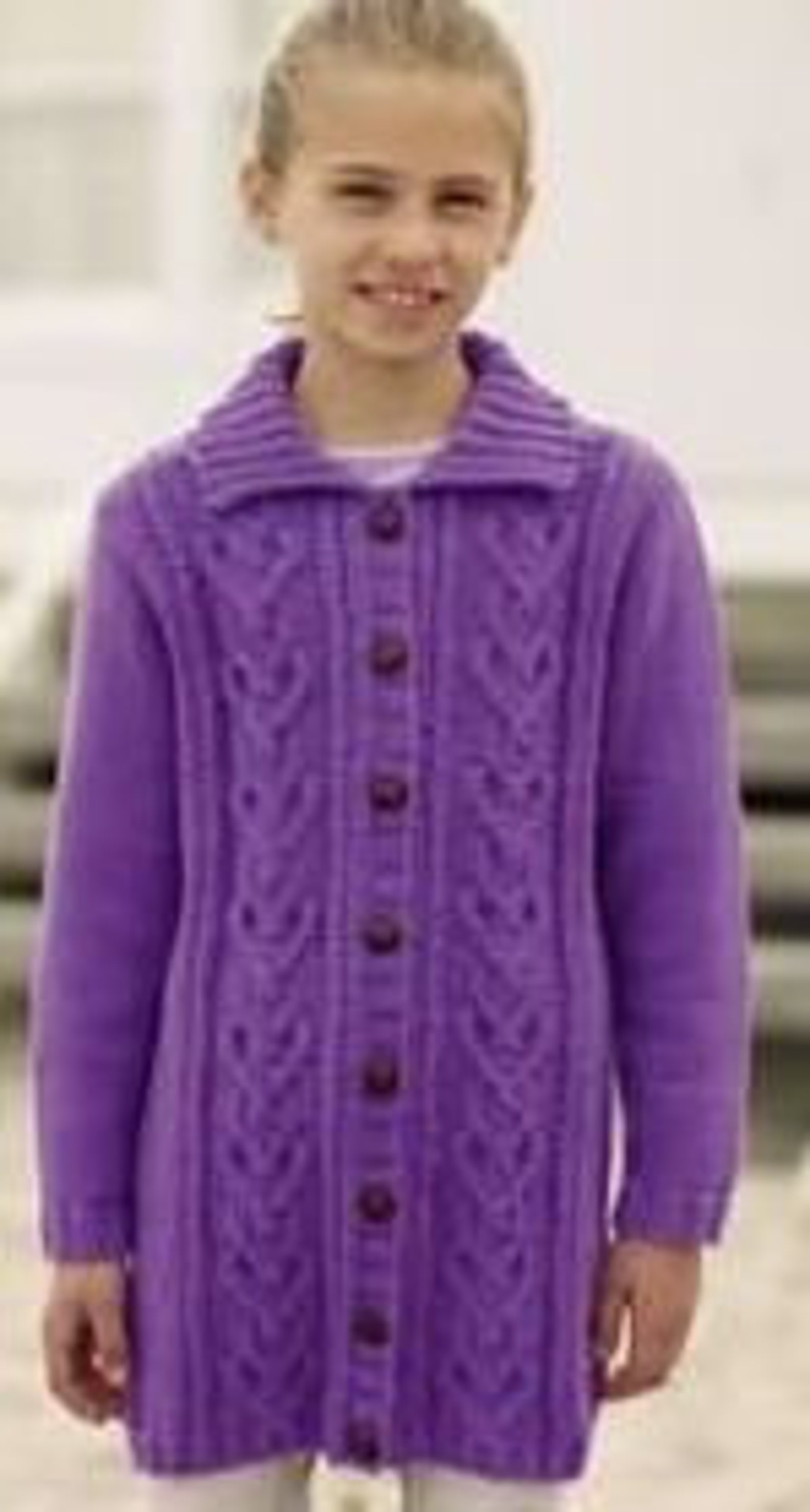 Girls Cable Cardigan Jacket Collar & Round Neck Short or Long Style 22 ...