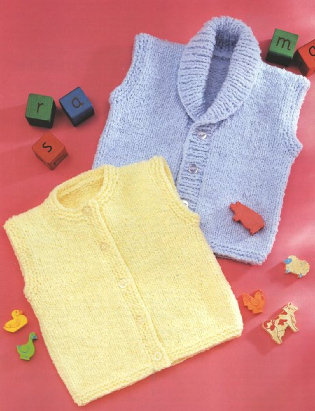 Easy Plain Baby Gilet Round & Shawl Collar Vest Top Waistcoat Childrens ...