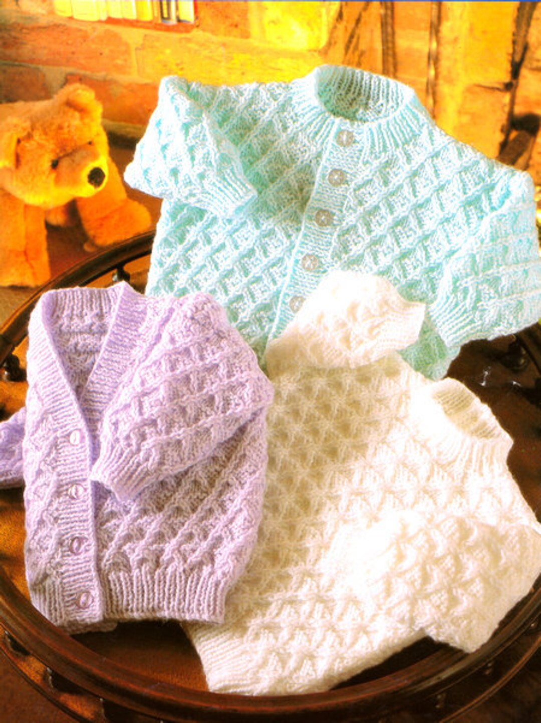 Baby Lattice Diamond Cable Cardigans Round V Neck & Button Neck Sweater ...