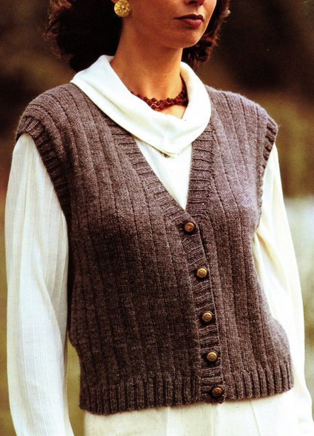Easy Textured V Neck Sleeveless Jacket Vest Waistcoat Gilet Womens 32 ...