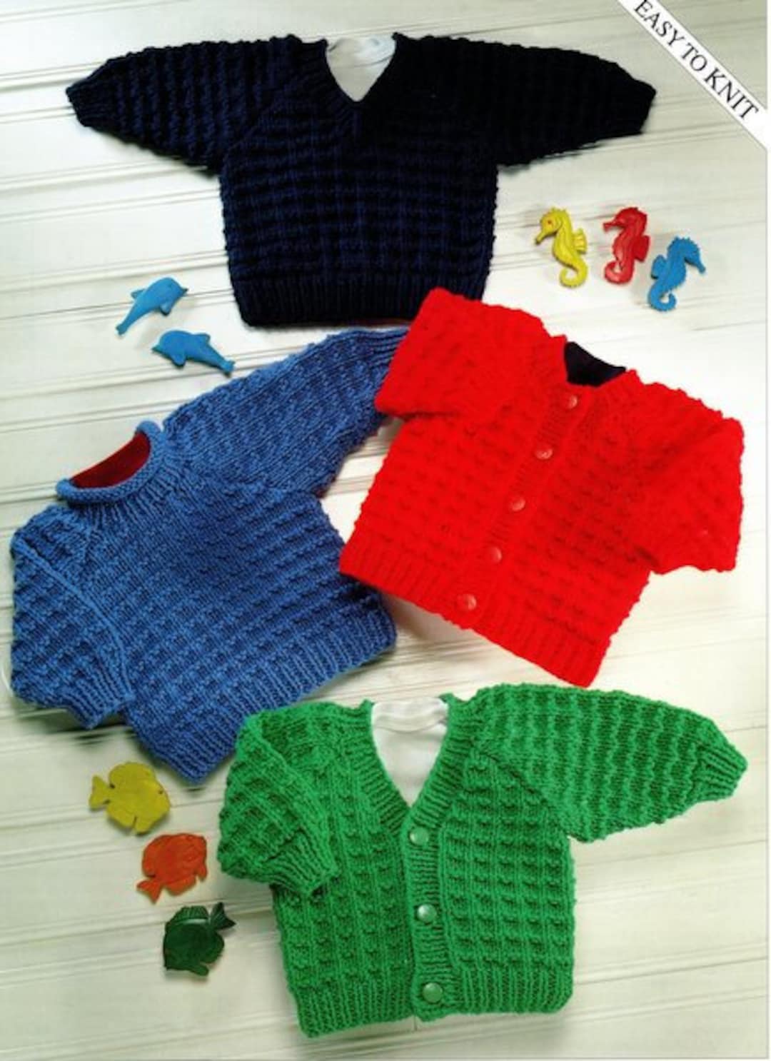 Easy Chunky Sweaters & Cardigans Round or V Neck Raglan Boys Girls 18 ...