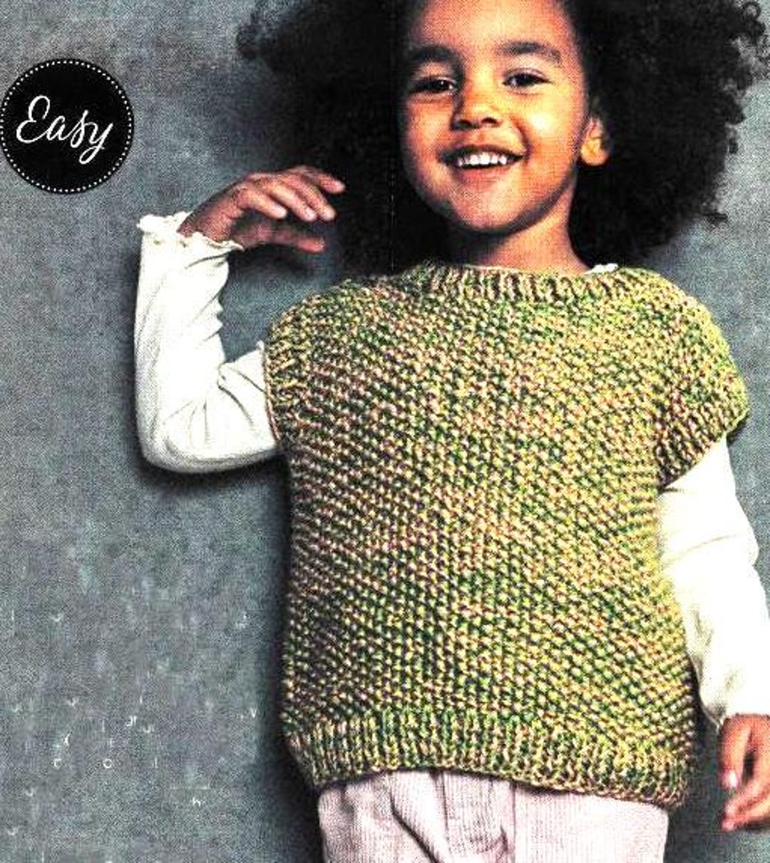Easy Slipover Moss Stitch Baby Toddler Sleeveless Textured Round Neck ...
