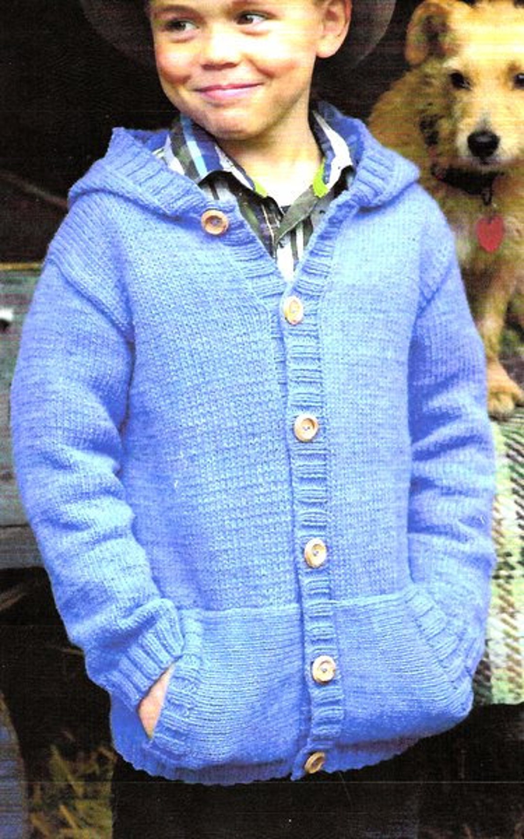 Easy Plain Hooded Jacket or Hooded Cardigan Pockets Boys Girls 22"- 32 ...