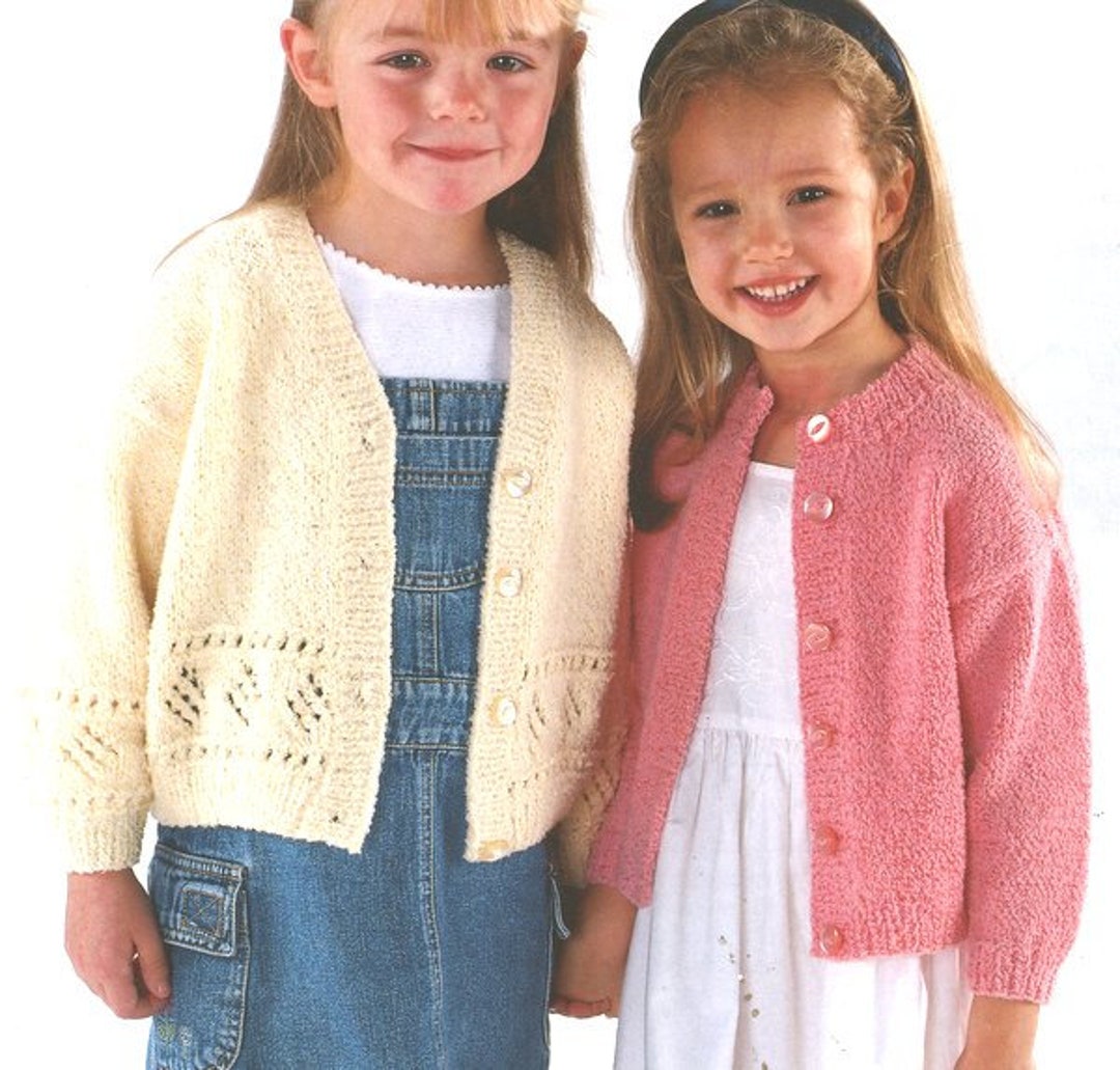 Girls Lacy Eyelet V Neck Cardigan Jacket or Round Neck Plain Cardigan ...