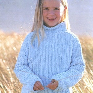 Child's Sweater Funnel Neck Chenille Super Bulky / Super Chunky 22"- 32 ...