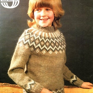 Childrens Yoked Lopi Fair Isle Nordic Sweater 26" - 30" Chunky Bulky ...