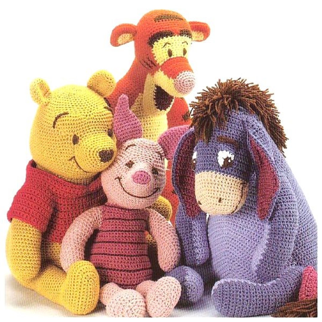 Winnie the Pooh Piglet Eeyore Tigger Crochet Toys 18" ~ Aran 10 Ply ...