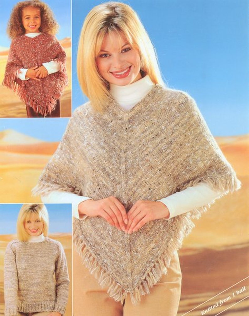 Easy Poncho Girls Womens Fringe Option & Saddle Shoulder Sweater 24 ...