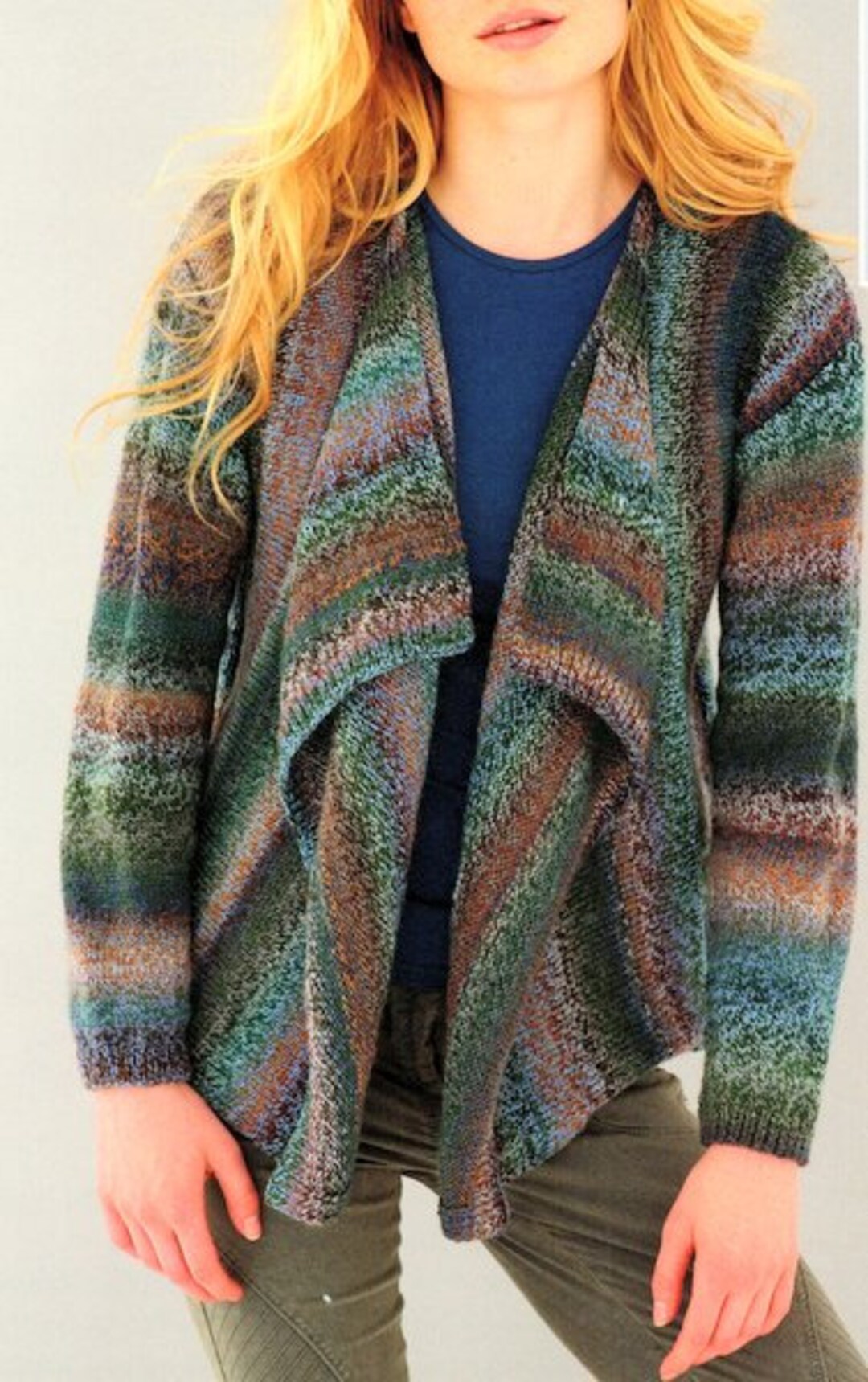 Easy Knit Waterfall Jacket Cardigan Pockets Womens Girls 24"- 46" ~ DK ...