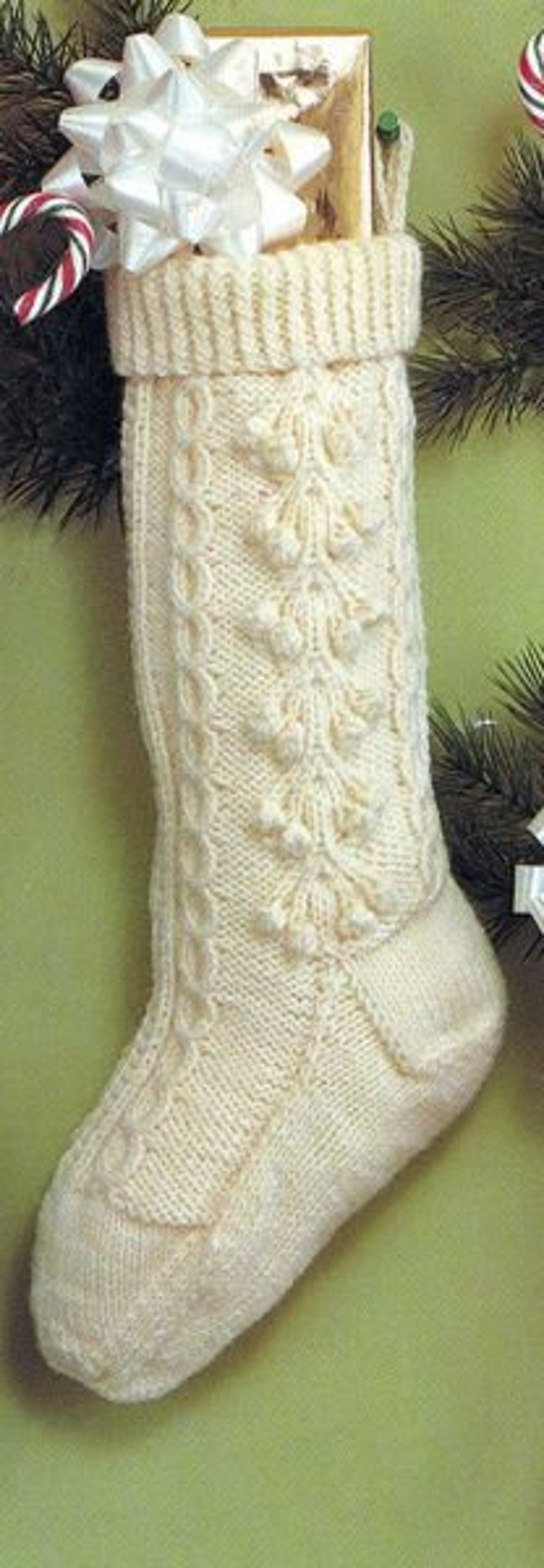 Aran Fishermans Christmas Stocking Bobble Cable Traditional 6" X 13 ...