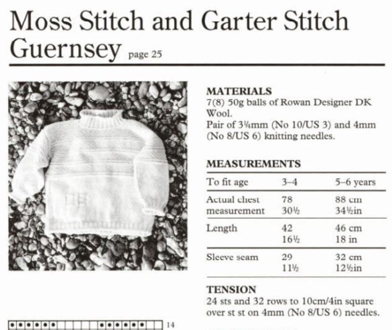 Child Boy Girl Traditional Guernsey Gansey Moss & Garter Stitch Sweater ...