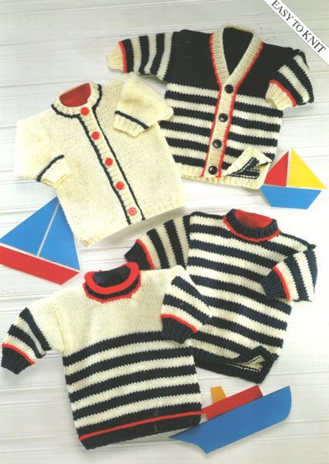 Easy Chunky Stripe Sweater Tunic & Cardigans Boys Girls 18" - 26 ...