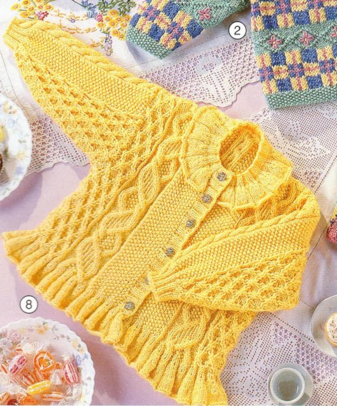 Girls Peplum Cable Textured Cardigan & Sweater Round Neck 20" - 28" (1 ...
