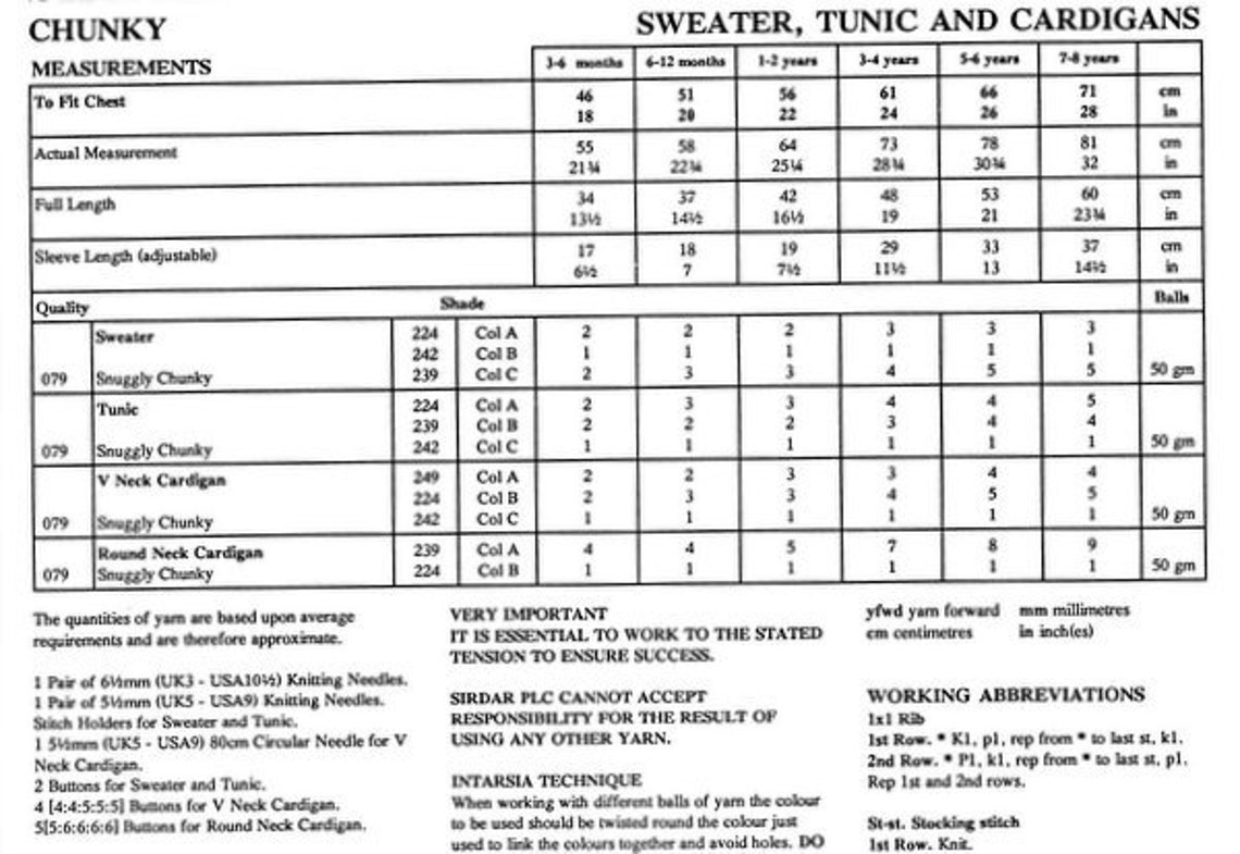 Easy Chunky Stripe Sweater Tunic & Cardigans Boys Girls 18" - 26 ...